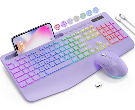 Sablute Wireless Keyboard And Mouse Combo 9 Backlit Effects Wrist Rest Phone Holder 2 4g Lag