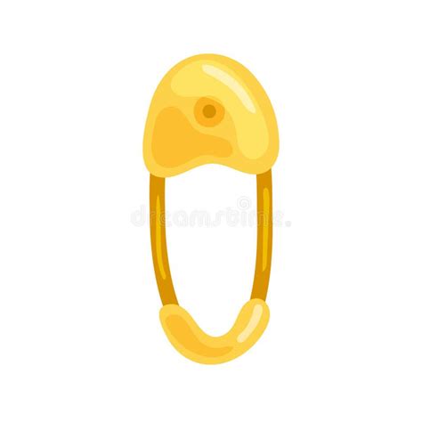 Golden Opened Safety Pin Diaper Pin Isolated On White Background