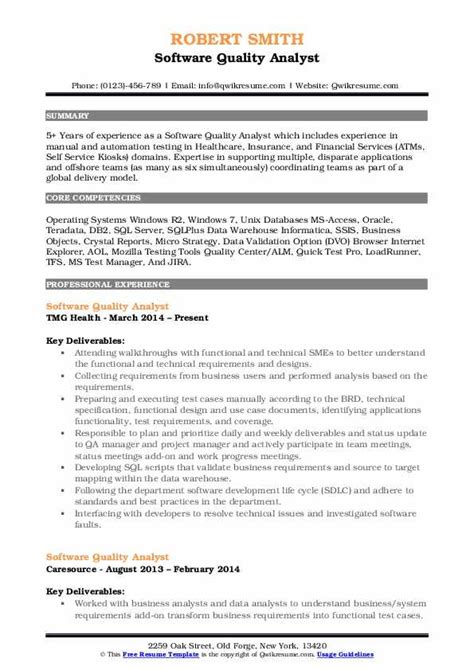 10 Software Quality Analyst Resume Samples And Templates For 2025