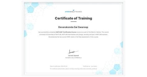 sai swaroop on linkedin successfully completed the matlab® certification course training from…