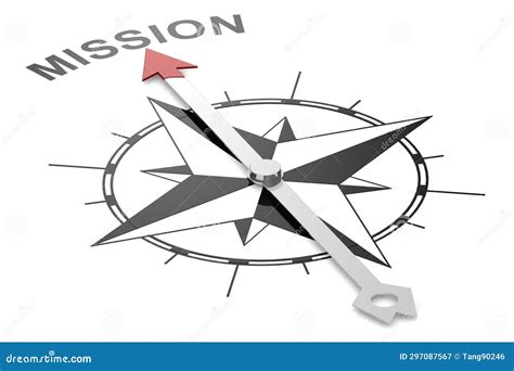 Compass Pointing Toward Mission Word Isolated Stock Illustration