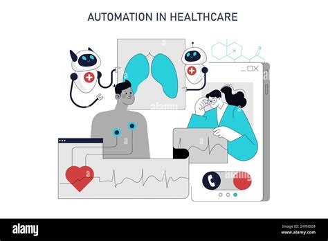 Healthcare Automation Concept Illustration Of Robotics And Digital Technology Enhancing Medical