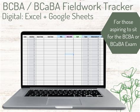 BCBA Bcaba Practicum Babe Fieldwork Hours Tracker Excel Google Sheets Etsy