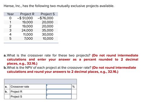 [solved] hanse inc has the following two mutually excl