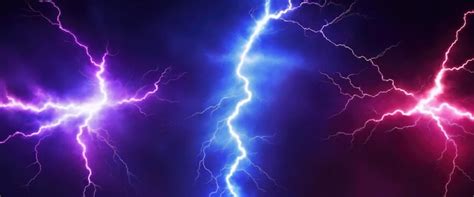 Hot Maroon And Cold Blue Electrical Lightning Background Premium Ai