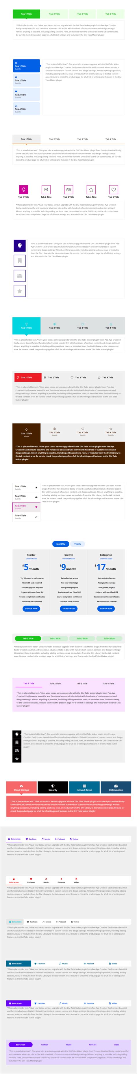 Download FREE Demo Layouts For The Divi Tabs Maker Tutorial By Pee Aye Creative