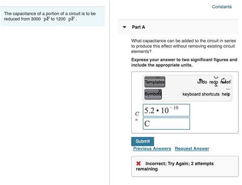 Solved Constants The Capacitance Of A Portion Of A Circuit Chegg Com