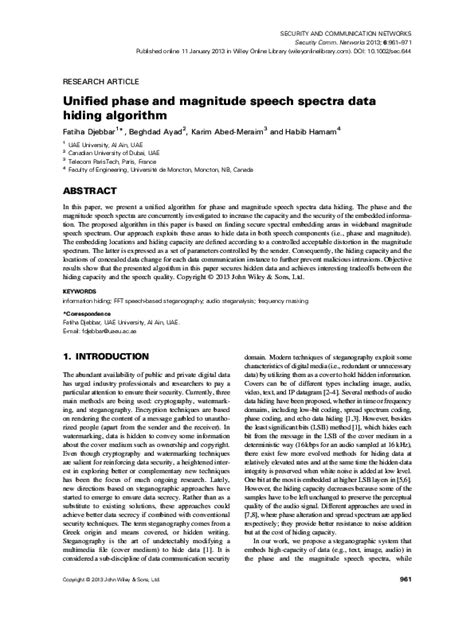 pdf unified phase and magnitude speech spectra data hiding algorithm