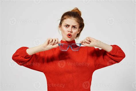 Beautiful Woman Red Lips Attractive Look Isolated Background 23758222