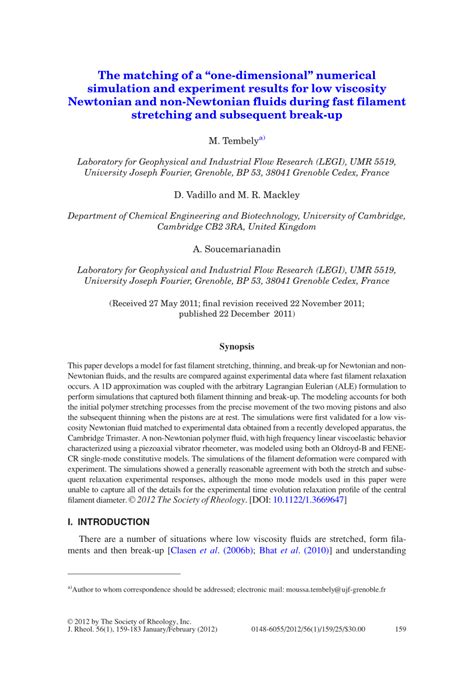Pdf The Matching Of A ``one Dimensional Numerical Simulation And