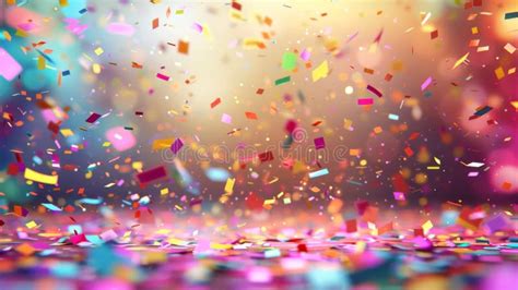 Colorful Confetti Falling And Laying On A Bright Background Stock