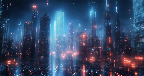 Exploring A Vibrant Digital Cityscape Filled With Glowing Data Streams And Futuristic Lights