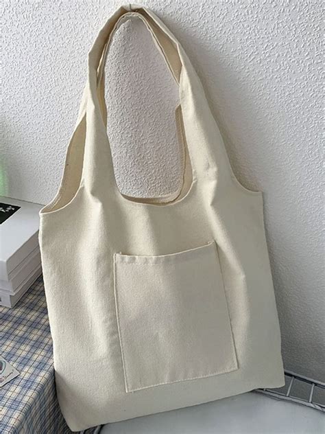 Olivia Mark Minimalist Pocket Front Shopper Bag Women Tote Bags