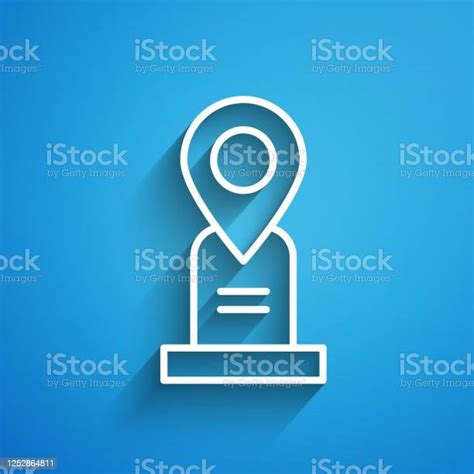 파란색 배경에 격리 된 흰색 줄 위치 무덤 아이콘입니다 긴 그림자 벡터 공포 무서움에 대한 스톡 벡터 아트 및 기타 이미지