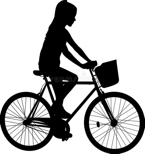 Niña Escolar Montada En Un Vector De Silueta De Bicicleta Ilustración