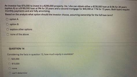 Solved An Investor Has 70000 To Invest In A 290000