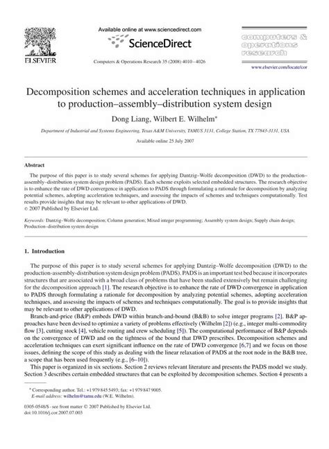 Pdf Decomposition Schemes And Acceleration Techniques In Application