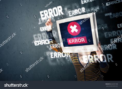 Female Monitor Head Multiple Error Signs Stock Photo Shutterstock