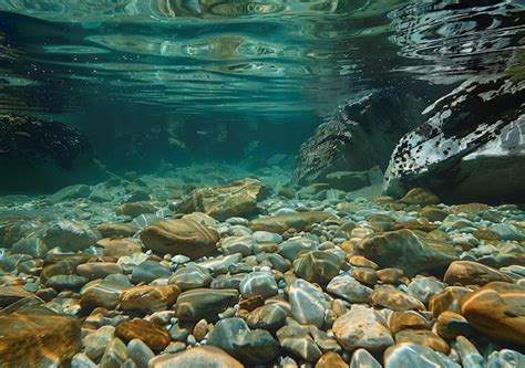 Underwater Photography Of River Rocks Premium Ai Generated Image