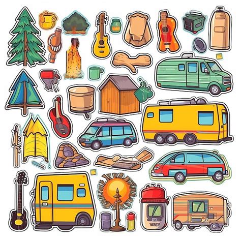 Premium Ai Image A Set Of Camping Outdoor Small Vinyl Stickers Pop