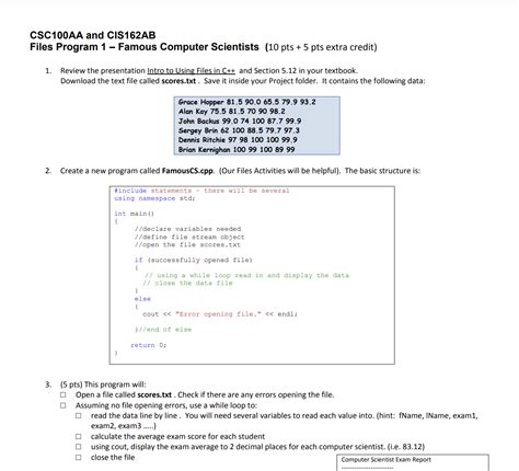 Solved 1 Review The Presentation Intro To Using Files In Chegg