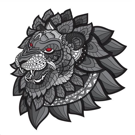 تصاویر وکتور سر شیر تلطیف شده Zentangle 1617699