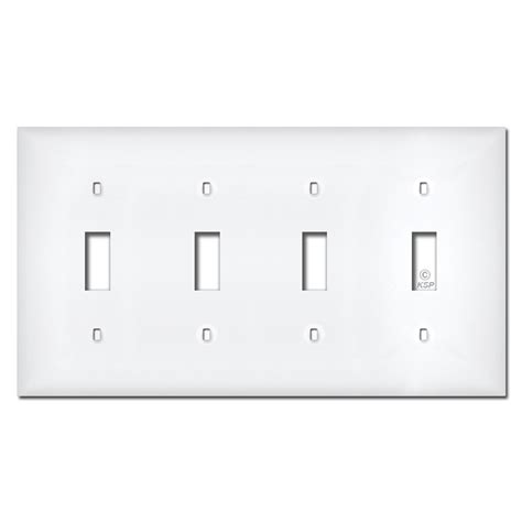 White Plastic 4 Gang Toggle Switch Plate Covers