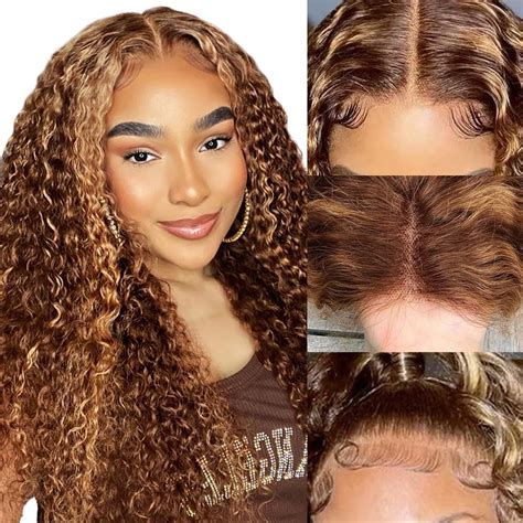 Xnj Highlight Ombre Lace Front Wig Human Hair Deep Wave