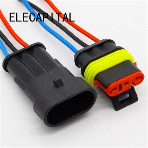 3 Pin Way Sealed Waterproof Electrical Wire Connector Plug Set Auto