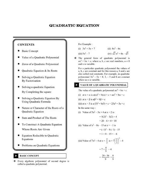 Chapter 5 Quadratic Equations