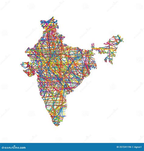 Vector Illustration Of Multicolored Abstract Striped Map Of India Stock Vector Illustration Of