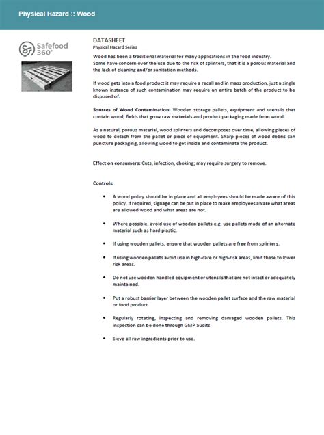 Food Safety Datasheets Safefood