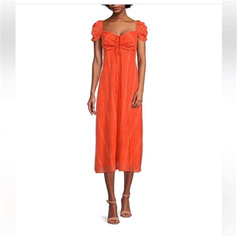 Nwt Antonio Melani Dimitria Sweetheart Neck Short Puffed Sleeve Midi Dress