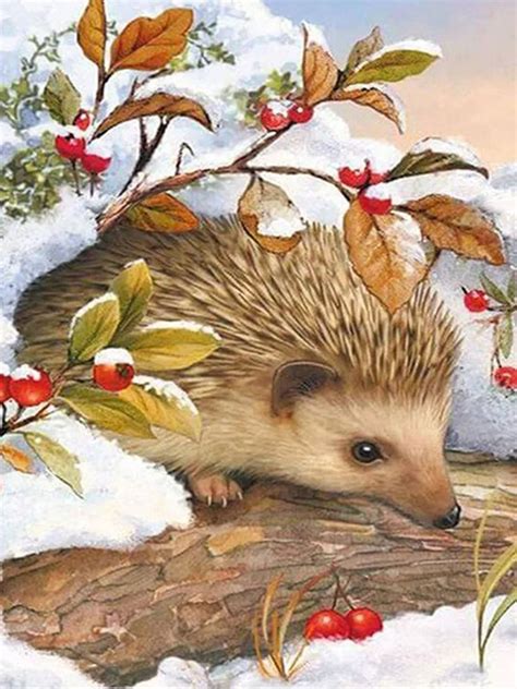 Diamond Painting diament haft jeż las mozaika diamenty pełny kwadratowy obr Allegro pl