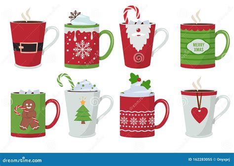 Christmas Cup Holiday Hot Coffee Drinks Mug Decoration Vector