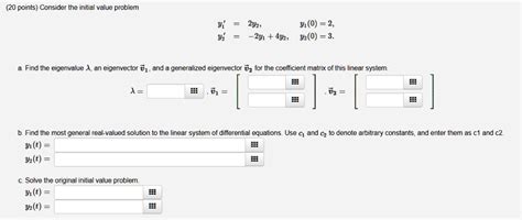 Solved Consider The Initial Value Problem Y10 2 Y20 3 Find The Eigenvalue And