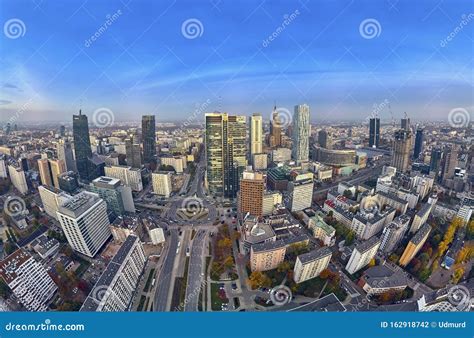 Warsaw Poland October 19 2019 Beautiful Panoramic Aerial Drone