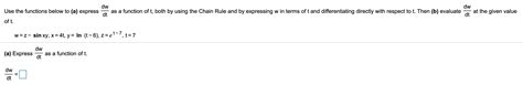 solved dw dw use the functions below to a express as a