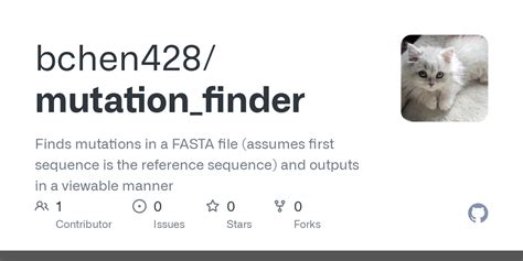 Github Bchen428mutationfinder Finds Mutations In A Fasta File