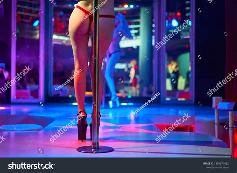 Young Sexy Woman Pole Dancing Striptease Foto Stok 1359671033