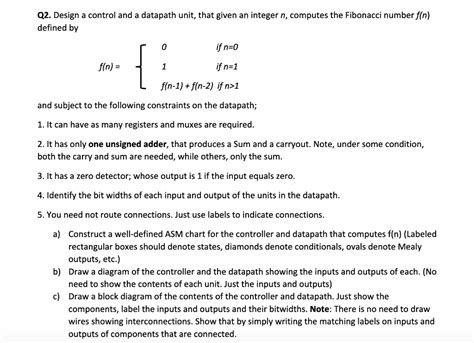 Q Design A Control And A Datapath Unit That Given Chegg