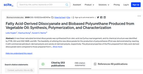 Fatty Acid Derived Diisocyanate And Biobased Polyurethane Produced From Vegetable Oil Synthesis