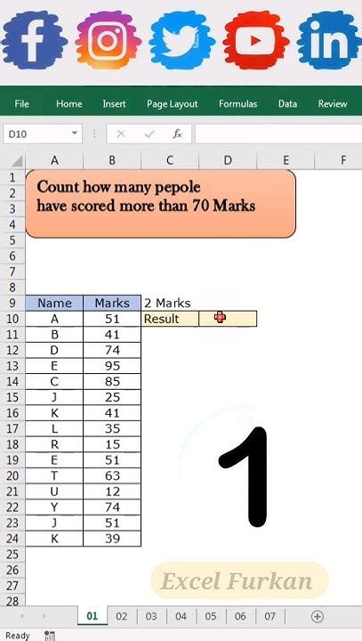 countif function in ms excel excelfurkan excelshorts shortvideo
