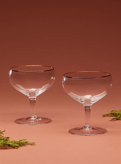 Golden Trim Cocktail Glasses Set Of 2 Christmas Collection Simons