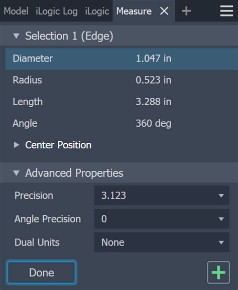使用测量命令后 Inventor 模型浏览器更改尺寸