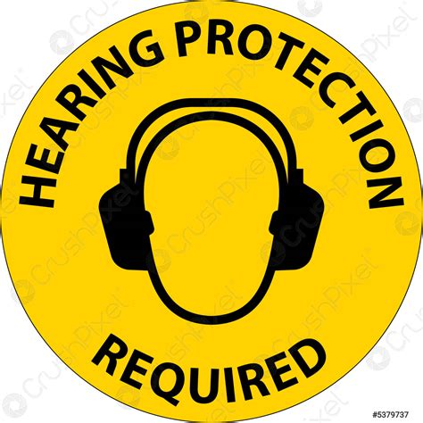Caution Hearing Protection Required Sign On White Background Stock