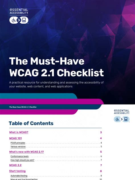 Essential Accessibility Wcag 21 Checklist Final Pdf