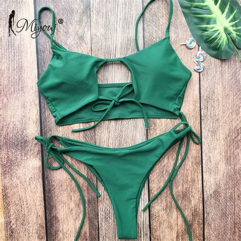 Miyouj Sexy Bikinis Sting Women Hollow Out Swimsuit High Leg Brazilian Biquini Push Up