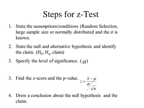 Ppt Hypothesis Testing For The Mean Z Test Powerpoint Presentation
