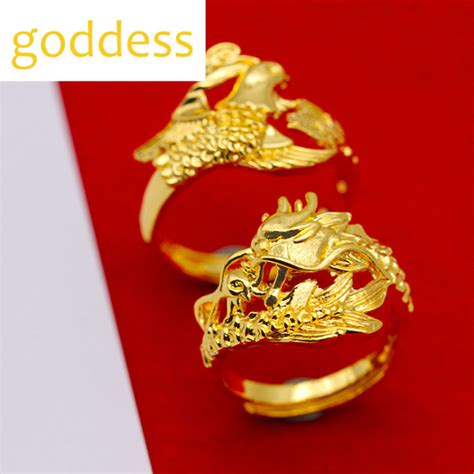 Saudi Gold 18k Pawnable Legit Pure Gold Dragon And Phoenix Open Ring
